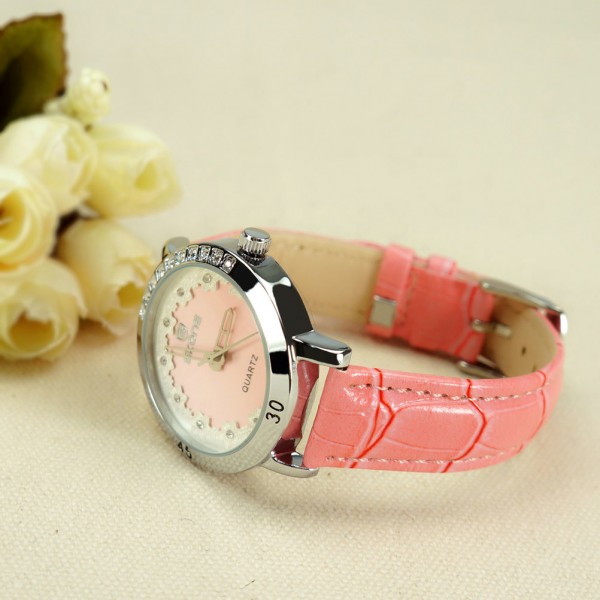 Cute Pink Lace Ladies Leather Watch on Luulla